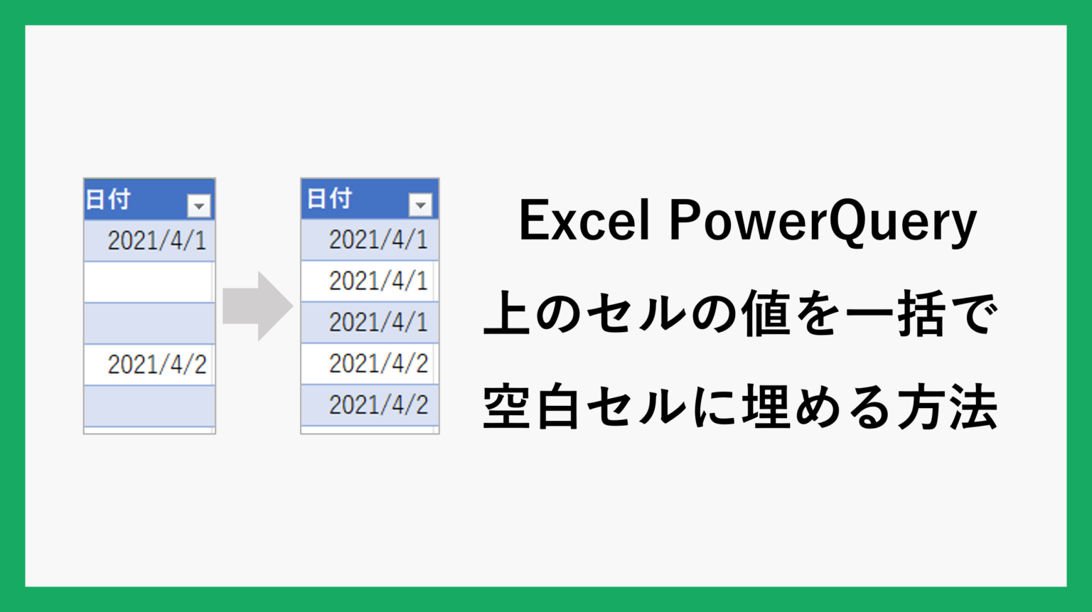 【Excel PowerQuery】上のセルの値を一括で空白セルに埋める方法